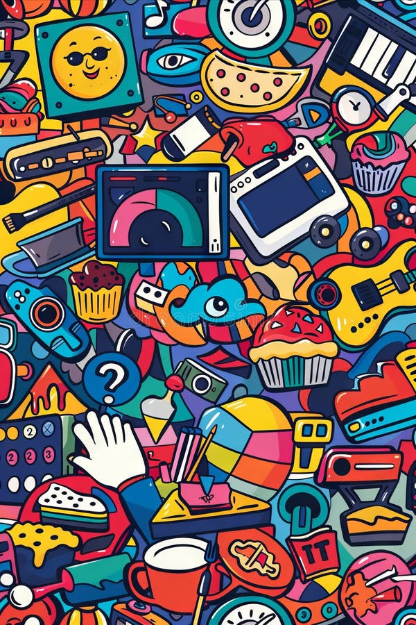 A Colorful Illustration of Many Different Objects Stock Photo - Image ...