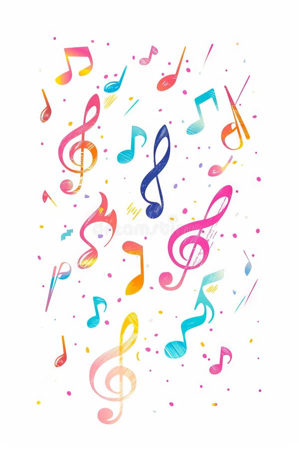 A Colorful Illustration of Colorful Music Notes on a White Background ...