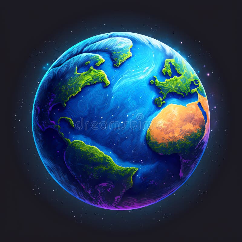 A Colorful Illustration of the Planet Earth in Space. Created with ...