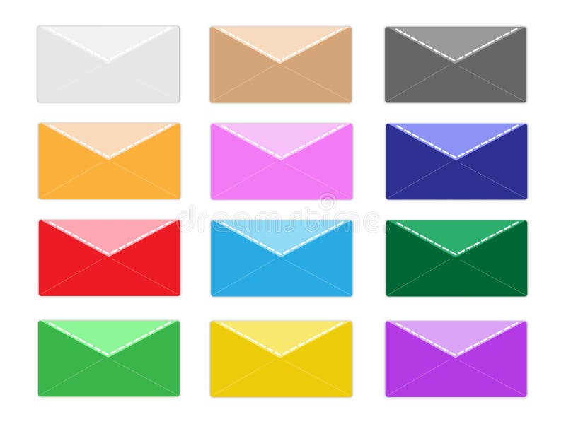 Colorful Illustration Set of Close Envelope Icons Stock Vector ...