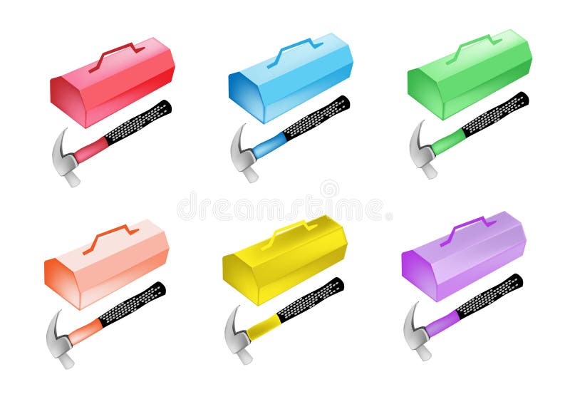 Colorful Illustration Set of Metal Toolbox Icon Stock Vector ...