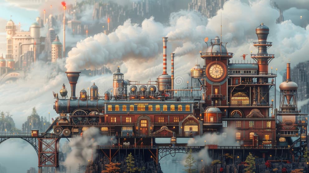 Engineering Advancements through the Ages in a Colorful Depiction Stock ...