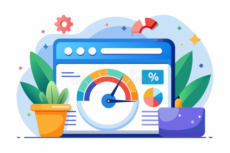 A Colorful Illustration Showcases a Website Speed Test Dashboard with ...