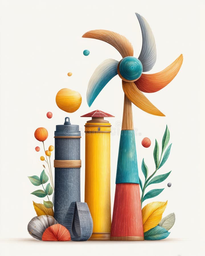 A Vibrant Illustration of a Windmill Symbolizing the Future of ...
