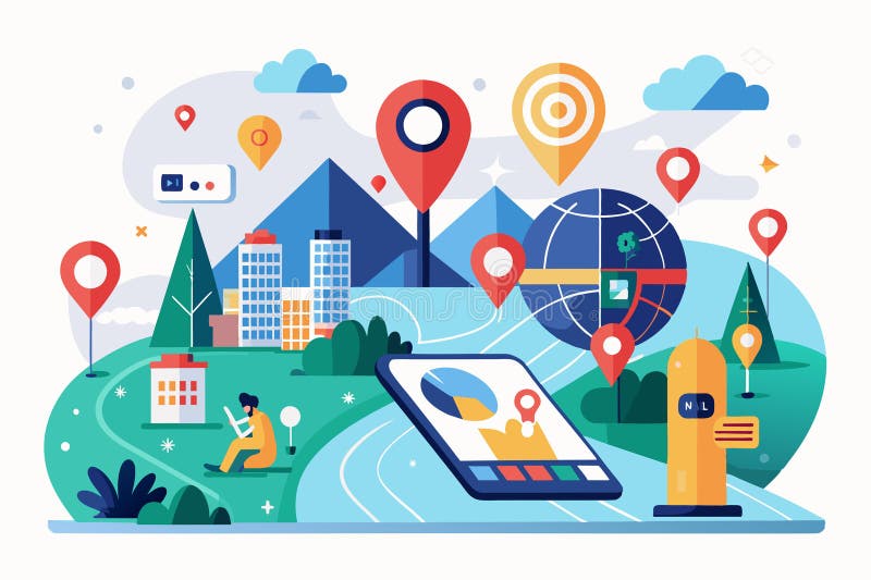 A Colorful Illustration Showcasing Customizable Location Tracking ...