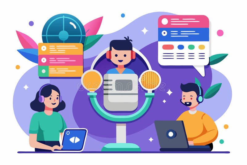 A Colorful Illustration Showcasing Users Engaging in a Voice Chat with ...