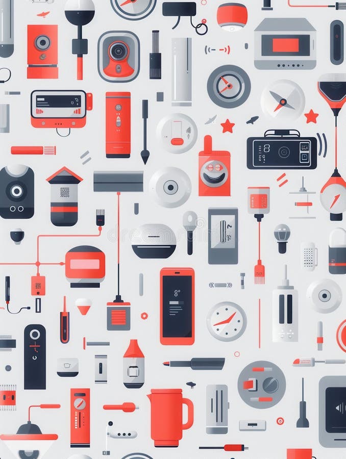A Colorful Illustration Showcasing a Variety of Smart Home Devices ...