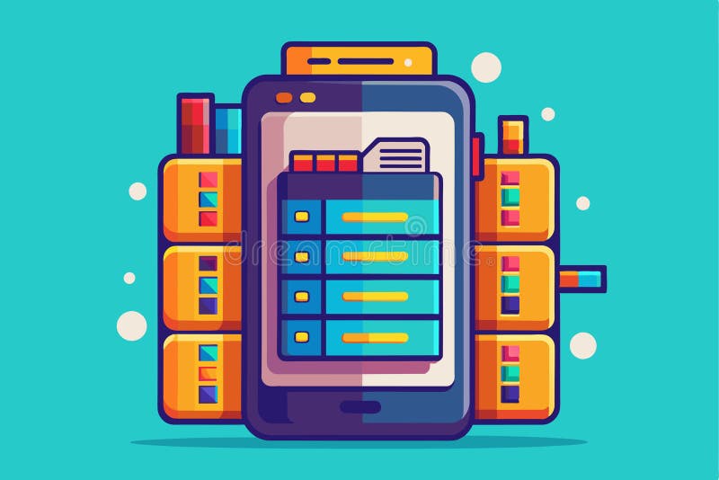 A Colorful Illustration Showing the Concept of Mobile Phone Storage ...