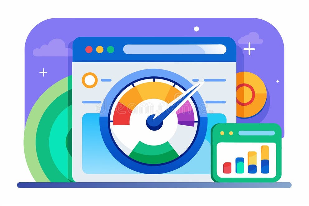 A Colorful Illustration Showing a Speed Test Tool Displaying ...