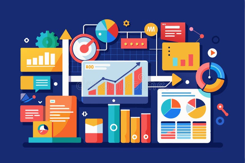 A Colorful Illustration Showing Various Data Trends and Insights, Data ...