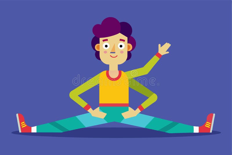 A Colorful Illustration Shows a Flexible Person Stretching in a Playful ...