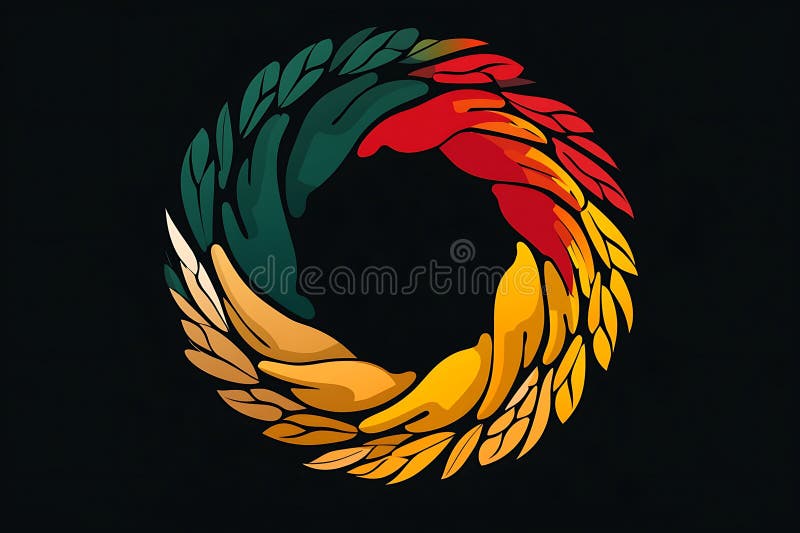 Colorful Hand Circle Teamwork, Diversity, Unity Concept on a Black ...