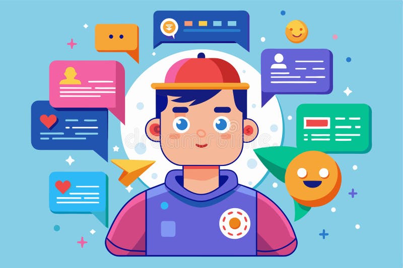 A Colorful Illustration Shows a Young Character Interacting with ...