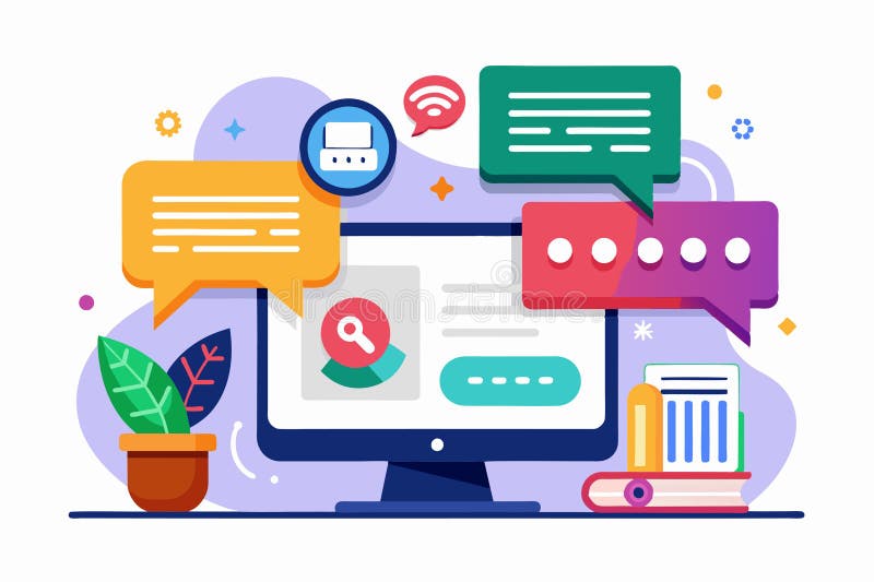 Colorful Illustration of Speech To Text Software on a Computer Desktop ...