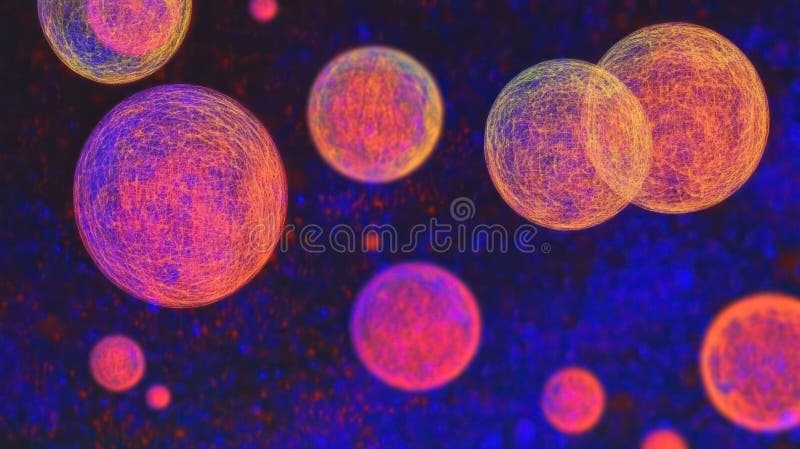 Colorful Illustration of Spherical Cells Against a Vibrant Background ...