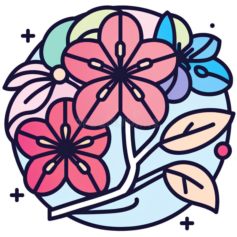 Colorful Illustration with Stylized Flowers. Line Art. Vector ...