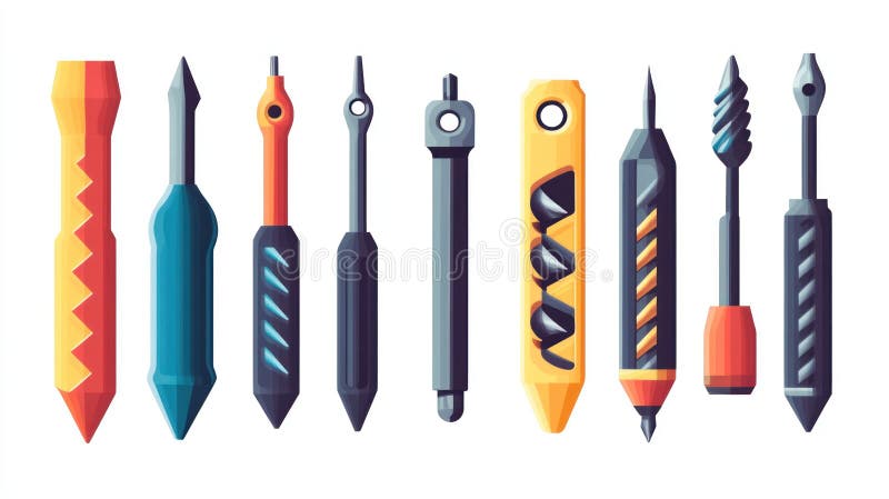 Colorful Illustration of Ten Unique Hand Tools Stock Illustration ...