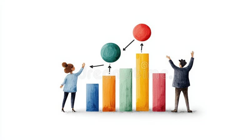 A Colorful Illustration of Two People Analyzing Growth Statistics ...