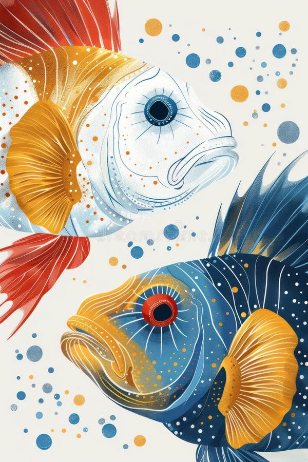 Abstract Colorful Fish, Marine Life Illustration Stock Illustration ...