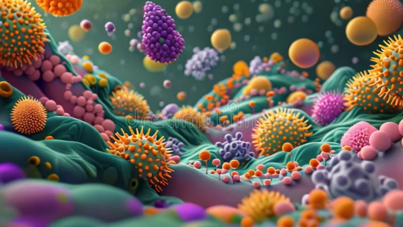 Colorful Bacteria Illustration Stock Footage - Video of microscope ...