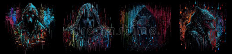 Wolf Hacker Using the Internet. Anonymous Person from Darknet Stock ...