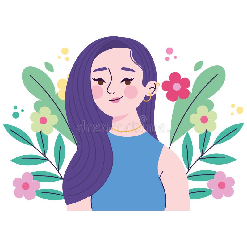 Colorful Illustration of a Woman with Flowers Stock Vector ...