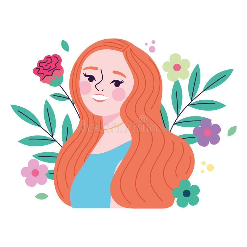 Colorful Illustration of a Woman with Flowers Stock Illustration ...