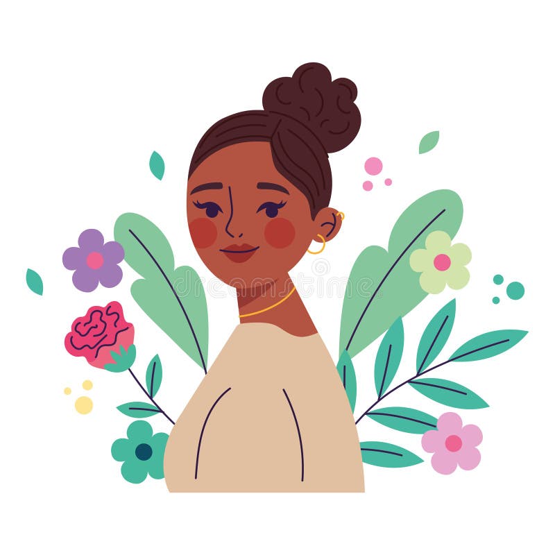 Colorful Illustration of a Woman with Flowers Stock Vector ...