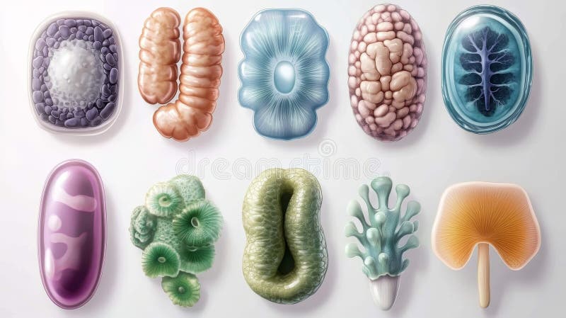 Colorful Illustrations of Various Microorganisms Showcasing Unique ...