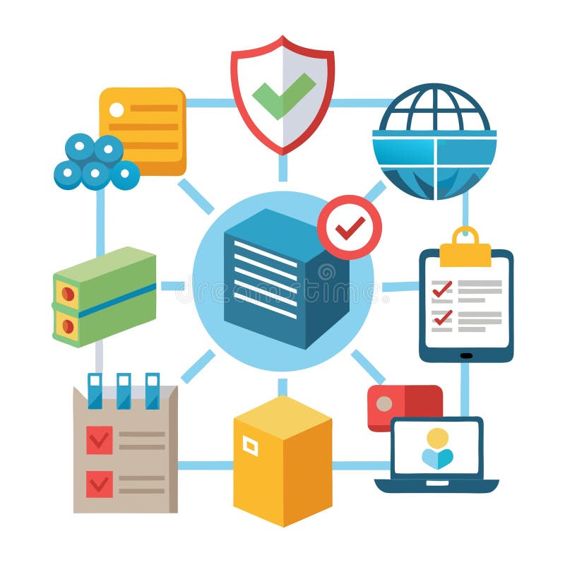 A Colorful Image of a Box with a Check Mark on it Stock Illustration ...