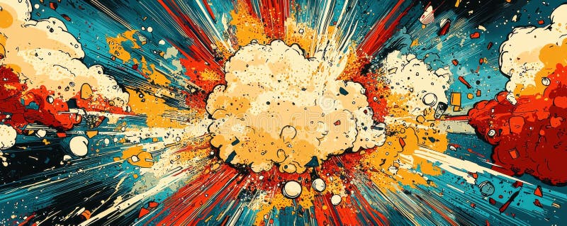 Dynamic Comic Book Explosion in Vibrant Abstract Style Stock Image ...