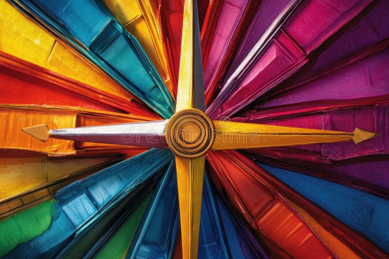 A Colorful Image of a Compass with a Yellow Center Stock Illustration ...