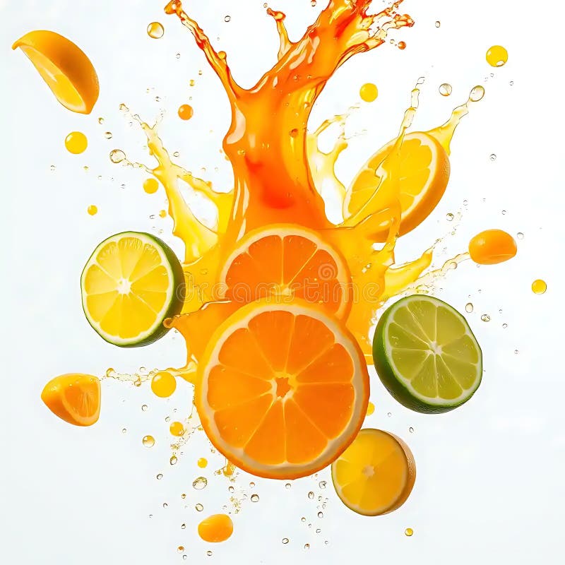 A Colorful Image Displaying Citruses and Orange Juice Explosion Details ...
