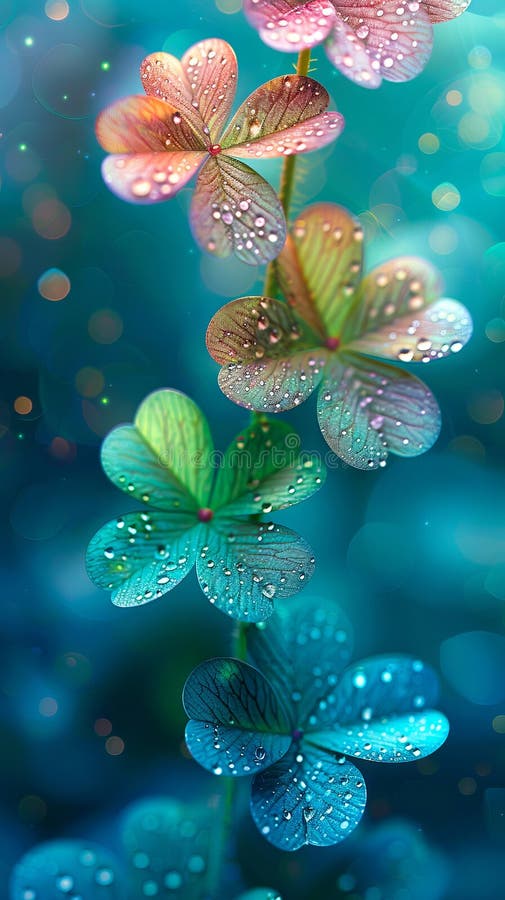 A Colorful Image of Four Leaf Clover Stock Photo - Image of pink, drop ...