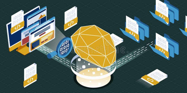 Parsing Process Isometric Illustration Processing and Analysis Stock ...