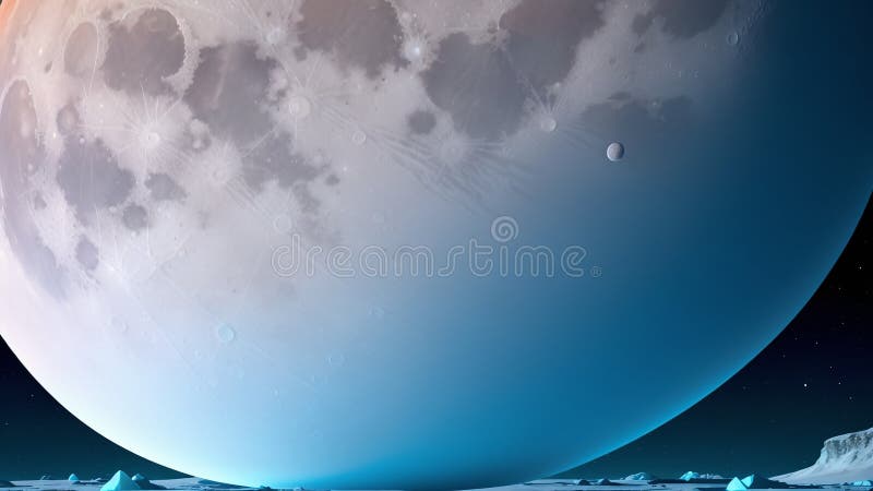 A Colorful Image of a Large Moon with a Blue Sky AI Generative Stock ...