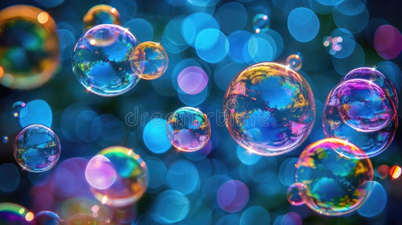 A Colorful Image of Many Bubbles in the Air Stock Image - Image of ...