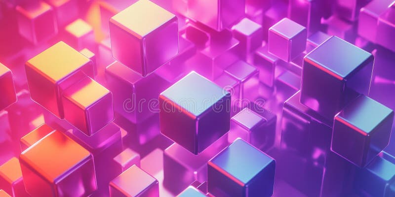 A Colorful Image of Many Cubes in Various Sizes Stock Illustration ...