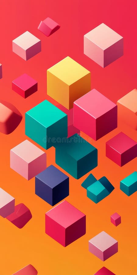 A Colorful Image of Many Different Colored Cubes Stock Illustration ...
