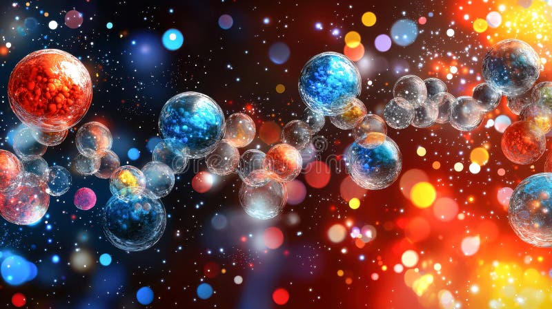 A Colorful Image of Many Small Spheres, Some of Which are Red, Blue ...