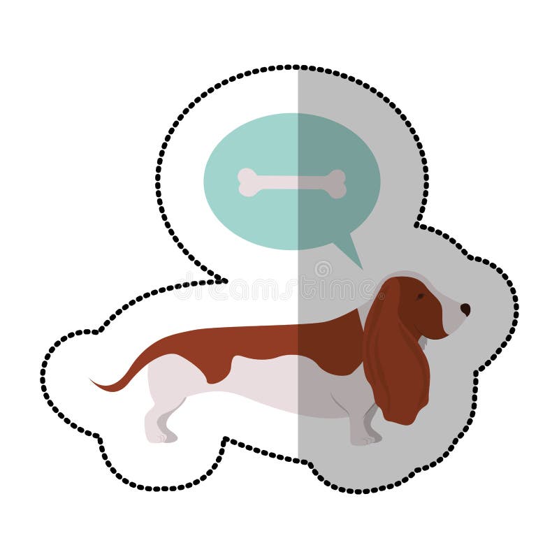 Colorful Image Middle Shadow Sticker with Dachshund Dog Thinkin Pet ...