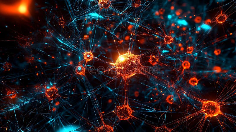 A Colorful Image of Neurons with Blue and Red Colors Stock Photo ...
