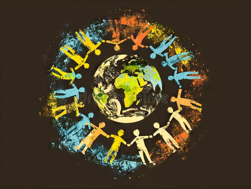 A Colorful Image of People Holding Hands Around the World Stock Photo ...