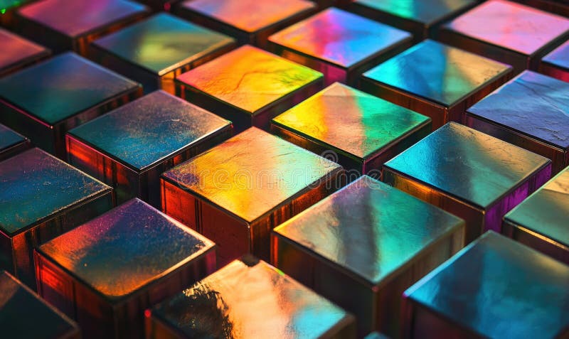 A Colorful Image of Squares with a Rainbow Effect Stock Illustration ...