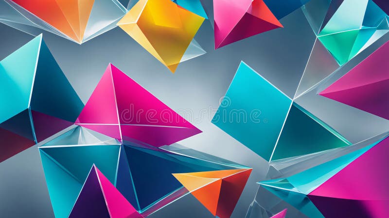 Colorful Image of Transparent Overlapping Flat Geometric Shapes. Gives ...