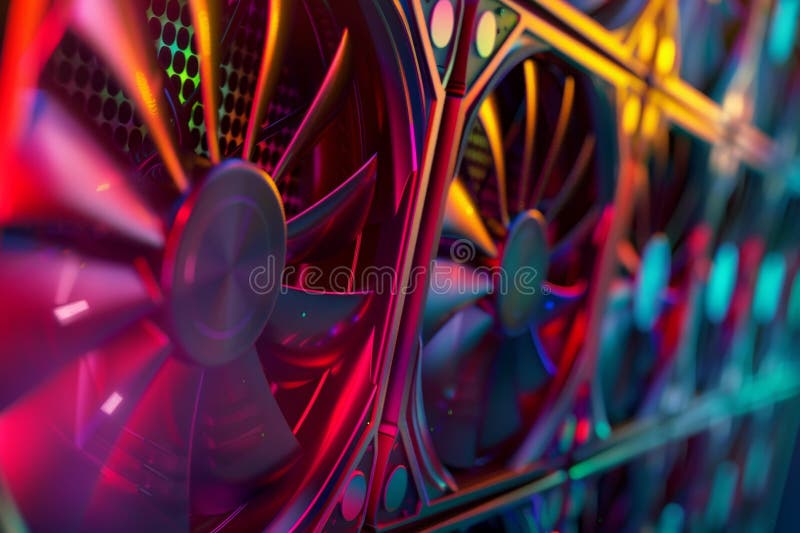 A Colorful Image of Two Computer Fans with a Metallic Look with ...