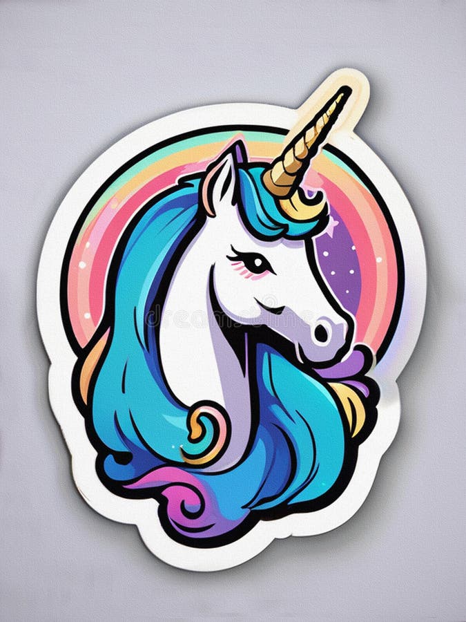 Colorful Image of a Unicorn with a Graffiti Effect on the Wall Stock ...