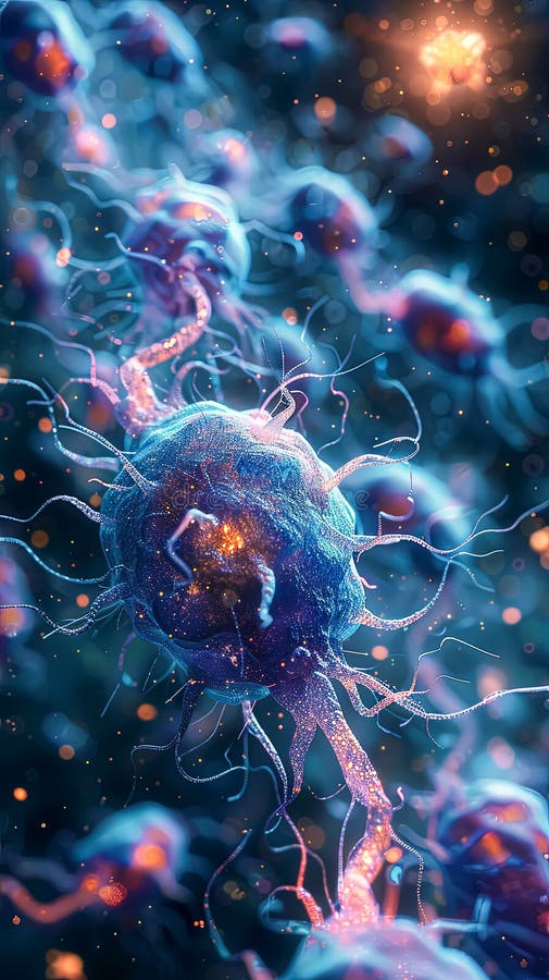 A Colorful Image of a Virus with a Blue and Pink Color Scheme. Stock ...