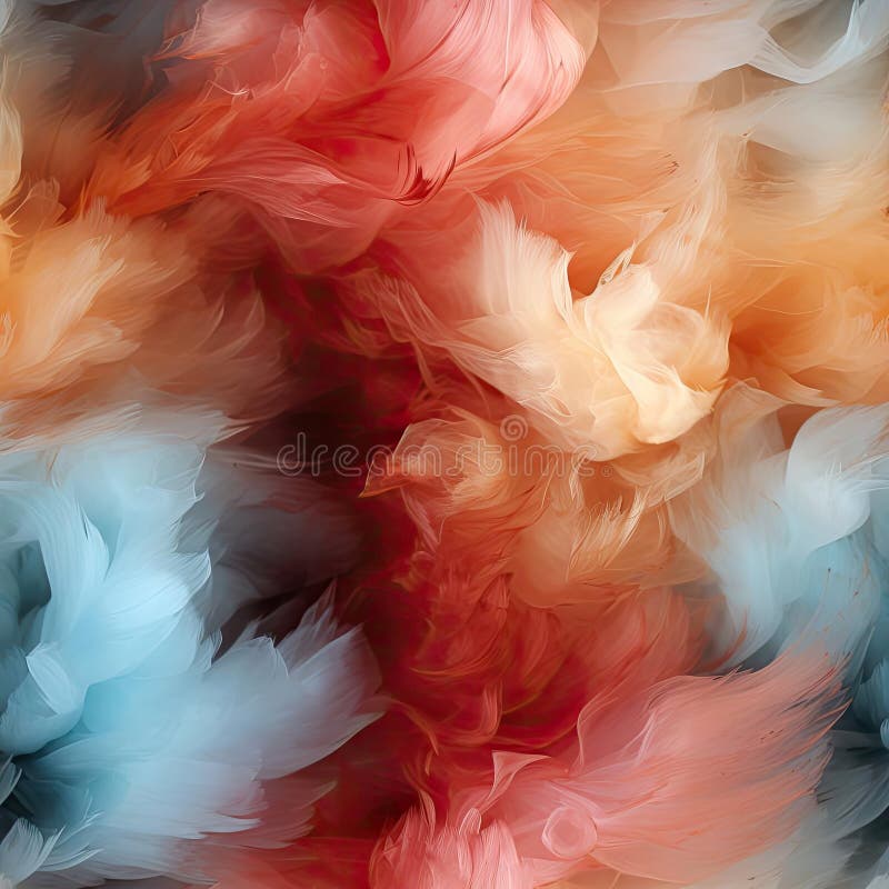 Colorful Image of Water and Feathers in an Explosion of Patterns (tiled ...