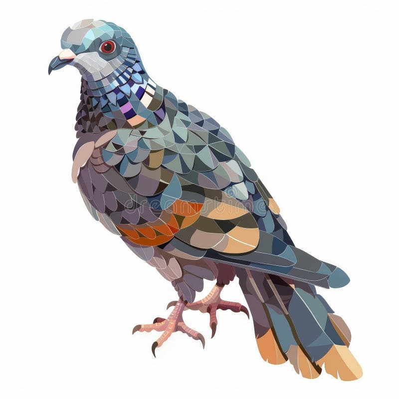 Colorful Inca Dove Perched on White Background Generative AI Stock ...
